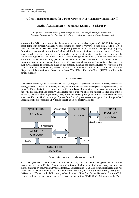 (PDF) A Grid Transaction Index for a Power System with Availability ...