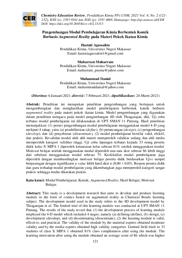 (PDF) Pengembangan Modul Pembelajaran Kimia Berbentuk Komik Berbasis Augmented Reality pada ...