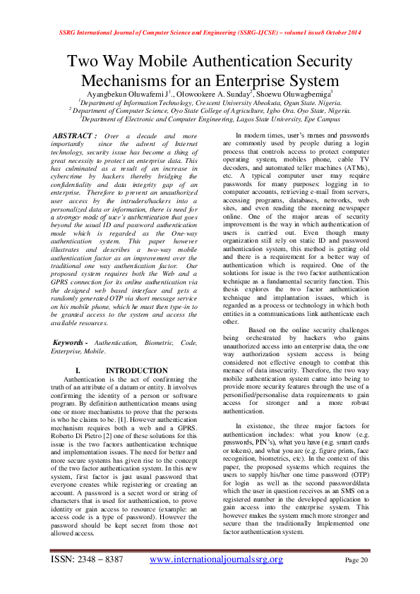 (PDF) Two Way Mobile Authentication Security Mechanisms for an ...
