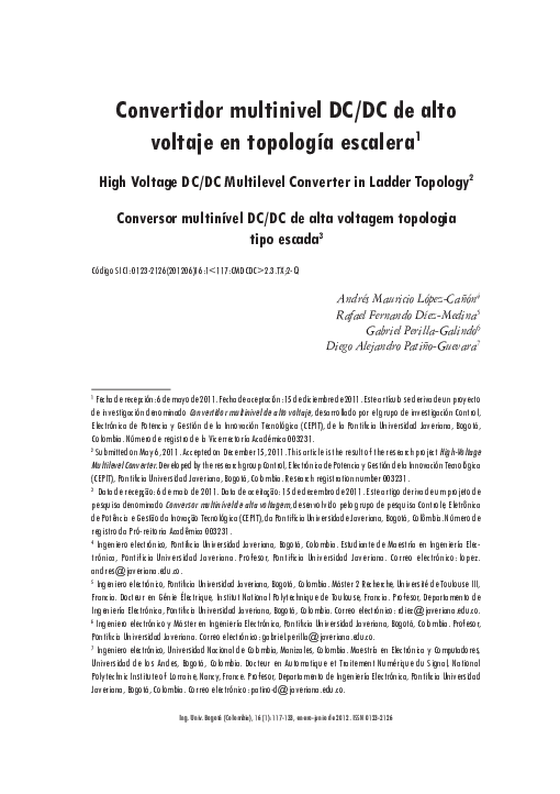 (PDF) Convertidor multinivel DC/DC de alto voltaje en topología escalera
