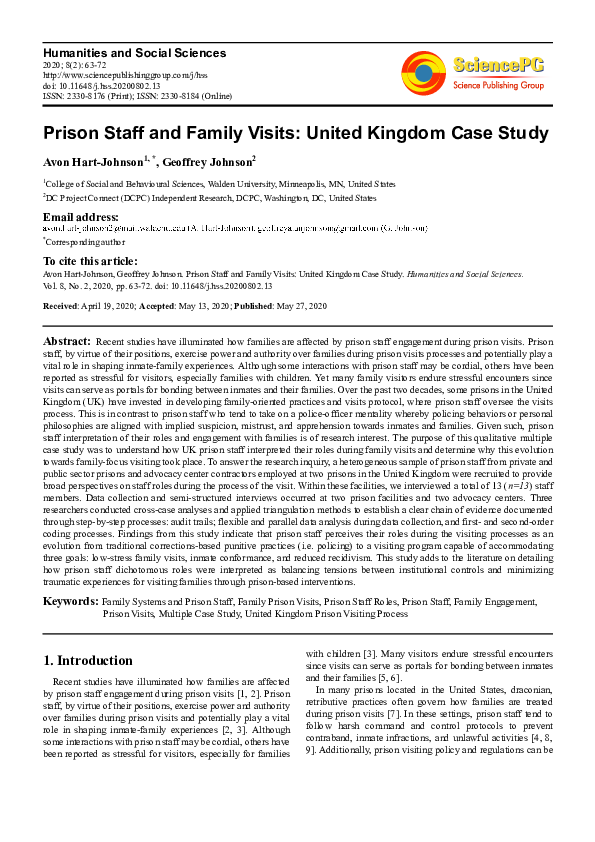 (PDF) Prison Staff and Family Visits: United Kingdom Case Study