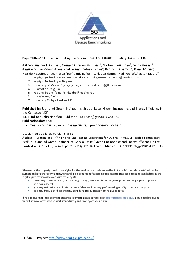 (PDF) The TRIANGLE Testing House Test Bed