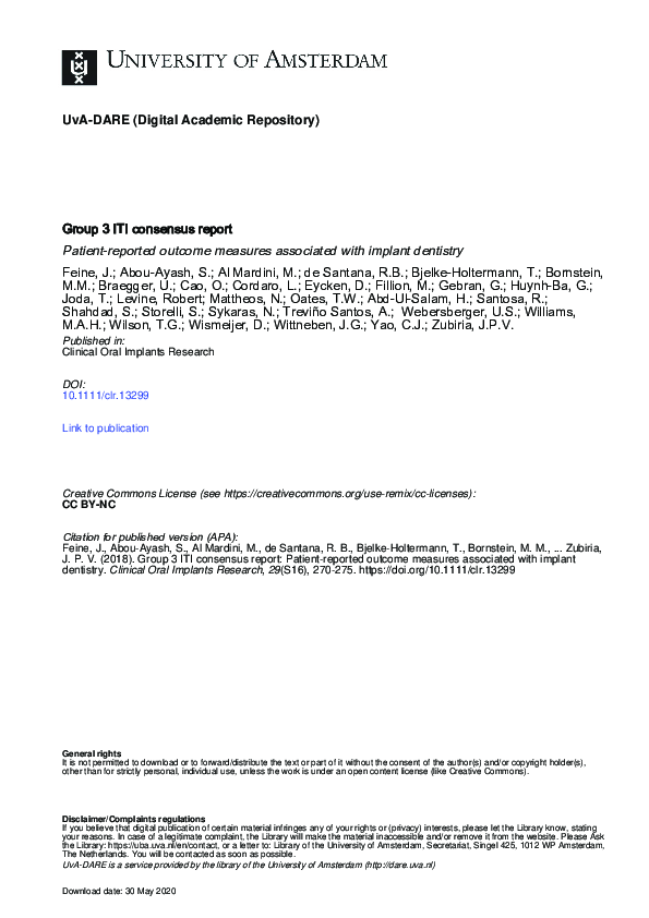 (PDF) Group 3 ITI Consensus Report: Patient-reported outcome measures ...