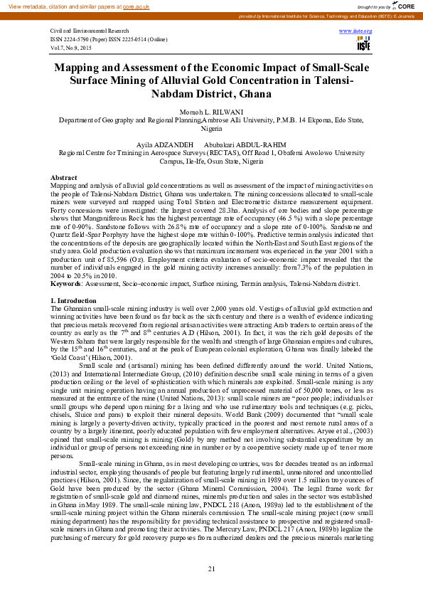 (PDF) Mapping and Assessment of the Economic Impact of Small-Scale ...