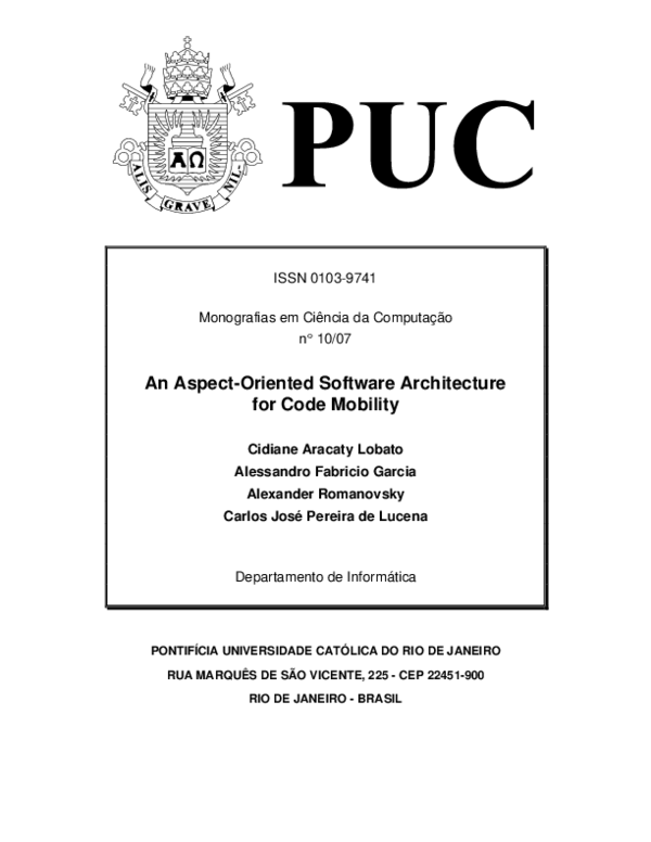 (PDF) An aspect-oriented software architecture for code mobility