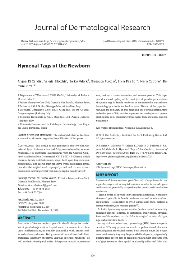 (PDF) Hymenal Tags of the Newborn