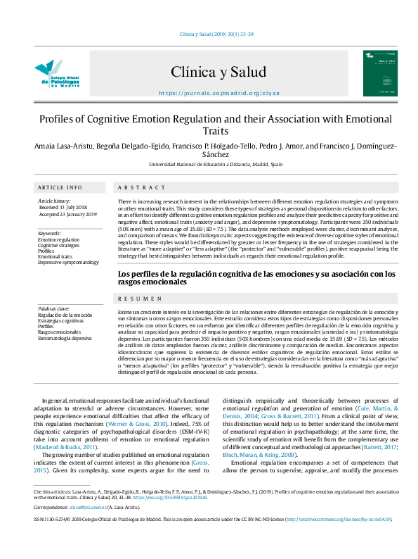 (PDF) Profiles of Cognitive Emotion Regulation and their Association ...