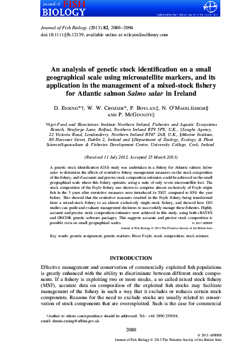 (PDF) An analysis of genetic stock identification on a small ...