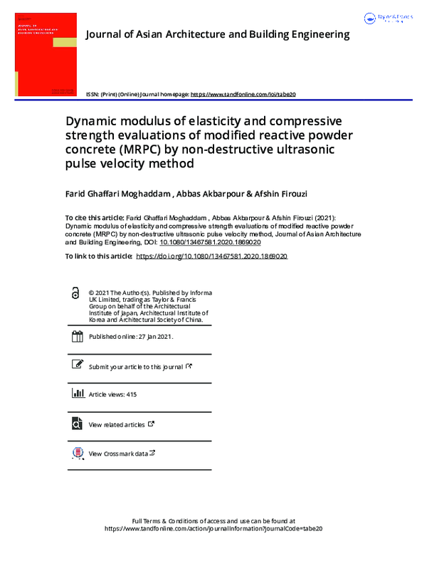 (PDF) Dynamic modulus of elasticity and compressive strength evaluations of modified reactive ...