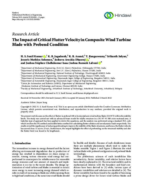 Pdf The Impact Of Critical Flutter Velocity In Composite Wind Turbine Blade With Prebend Condition