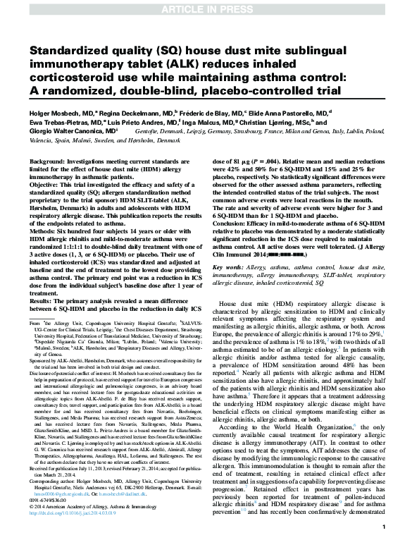 (PDF) Standardized quality (SQ) house dust mite sublingual ...