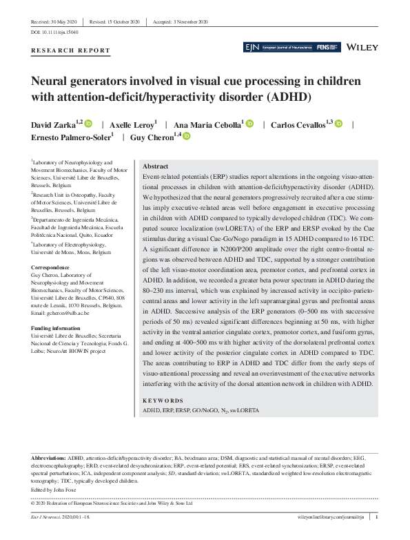 (PDF) Neural generators involved in visual cue processing in children ...
