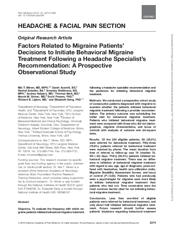 (PDF) Headache & Facial Pain Section