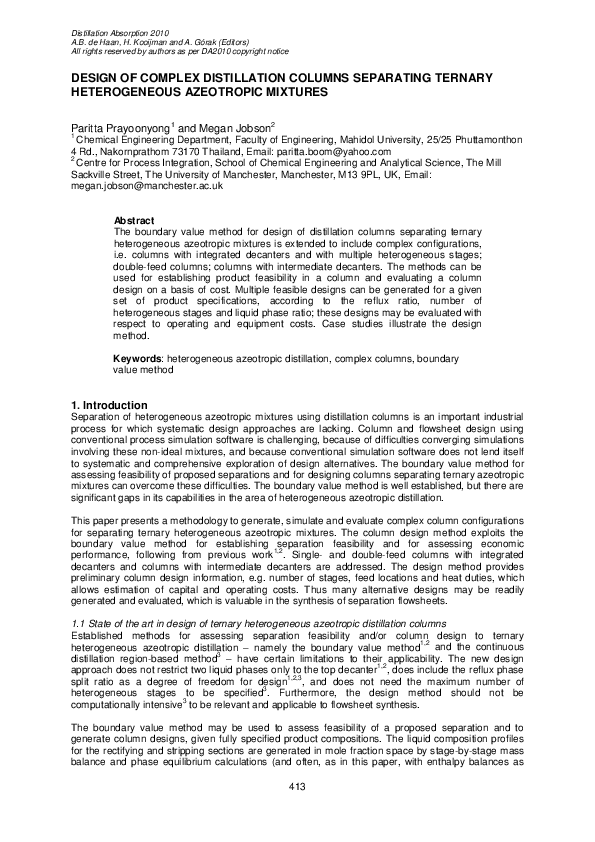 (PDF) Design of complex distillation columns separating ternary ...