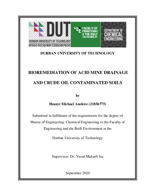 (PDF) Bioremediation of acid mine drainage and crude contaminated soils