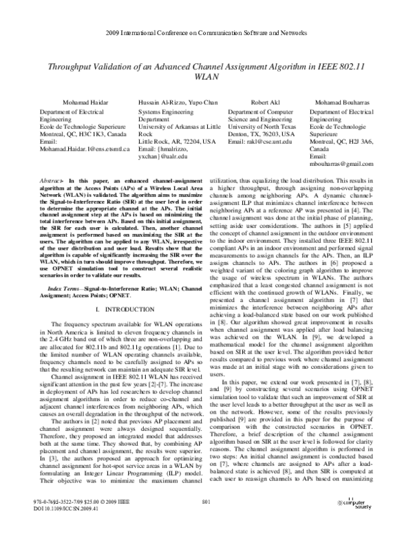 (PDF) Throughput Validation of an Advanced Channel Assignment Algorithm in an IEEE 802.11 WLAN ...