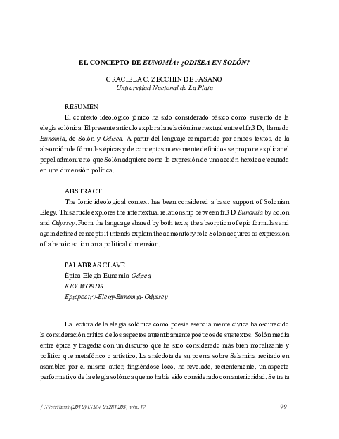 (PDF) El concepto de Eunomía: ¿ Odisea en Solón?