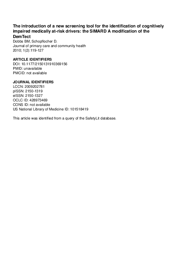 (PDF) A New Screening Tool for the Identification of Cognitively ...