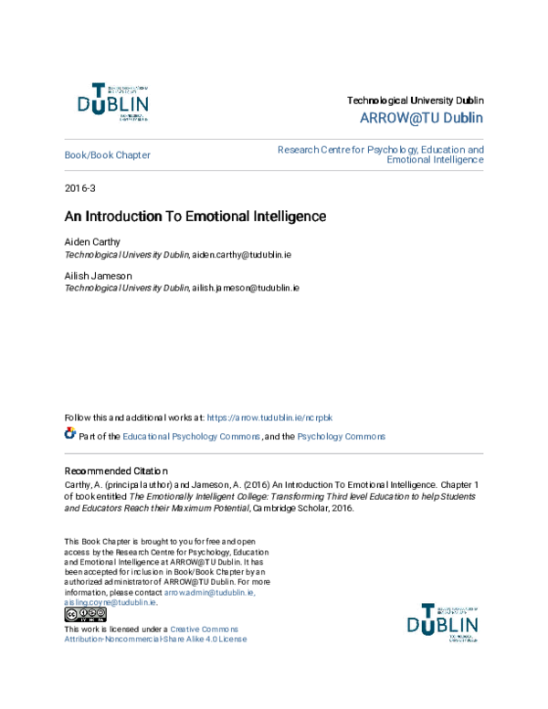 (PDF) An Introduction To Emotional Intelligence