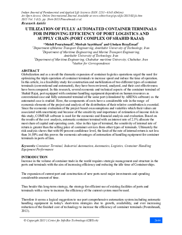 (PDF) Utilization of fully automated container terminals for improving efficiency of port ...