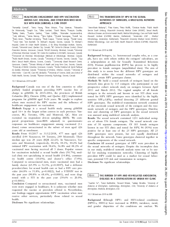 (PDF) P843 The transmission of HPV in the sexual networks of swingers, a multilevel network ...