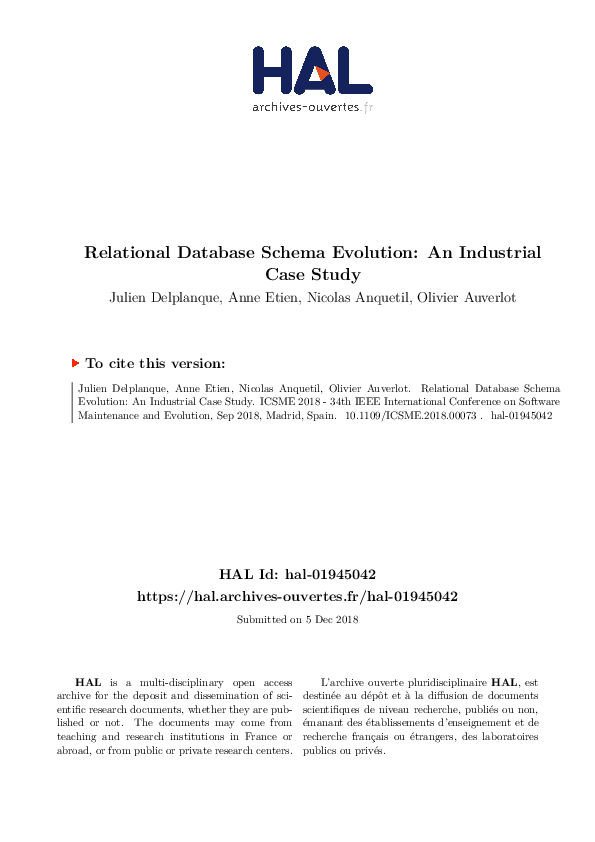 (PDF) Relational Database Schema Evolution: An Industrial Case Study