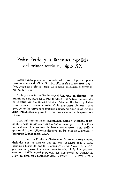 (PDF) Pedro Prado, la literatura española del primer tercio del siglo XX