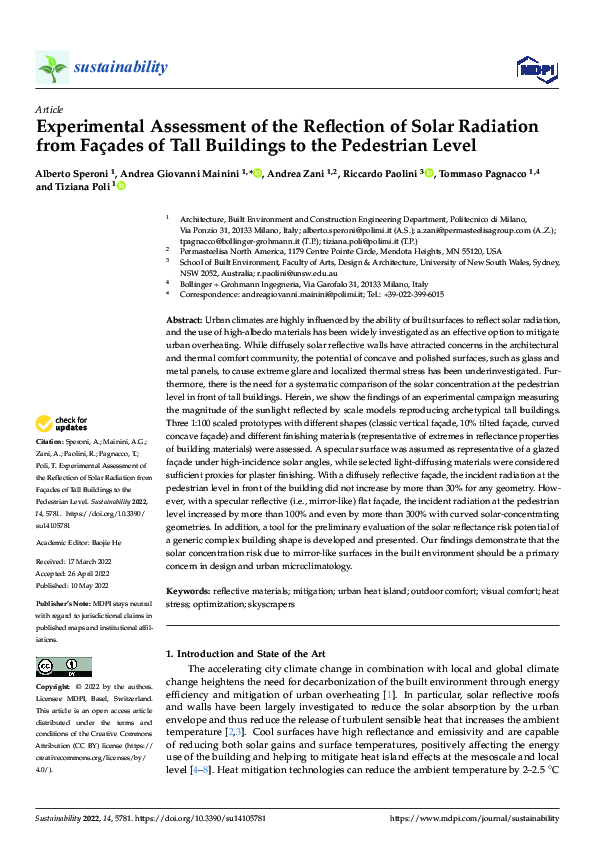 (PDF) Experimental Assessment of the Reflection of Solar Radiation from ...