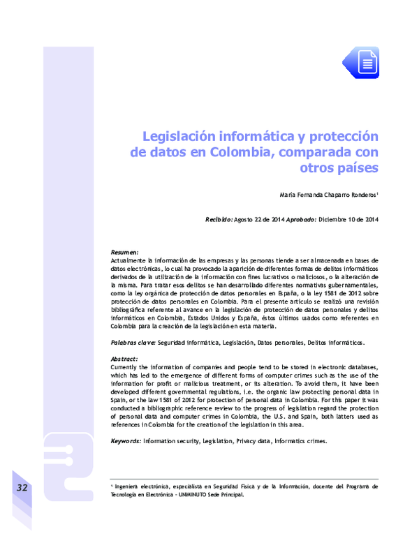 (PDF) Legislación informática y protección de datos en Colombia ...