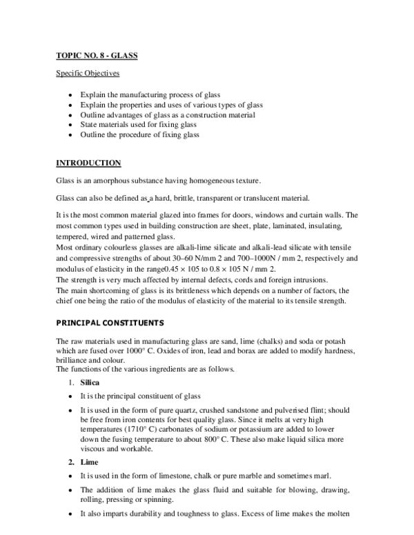 (PDF) Explain the manufacturing process of glass Explain the properties ...