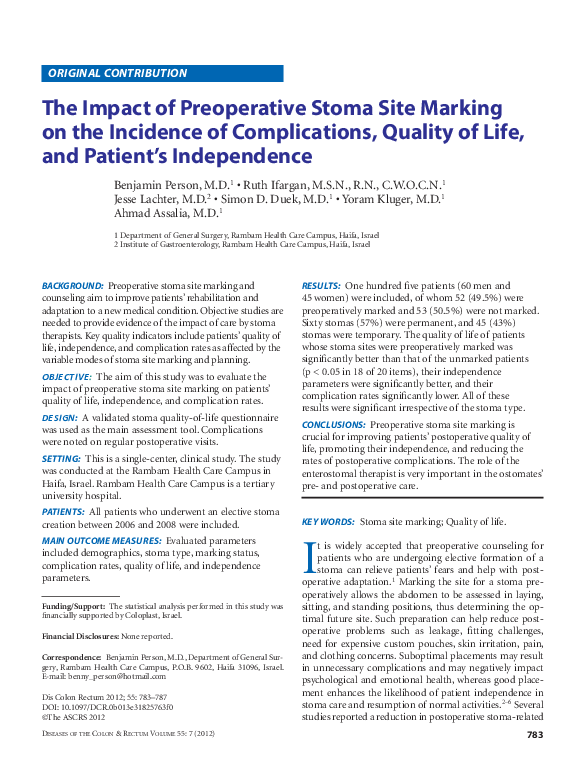 Standardization of preoperative stoma site marking and its
