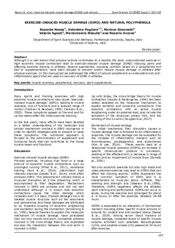 (PDF) Exercise-induced muscle damage (EIMD) and natural polyphenols