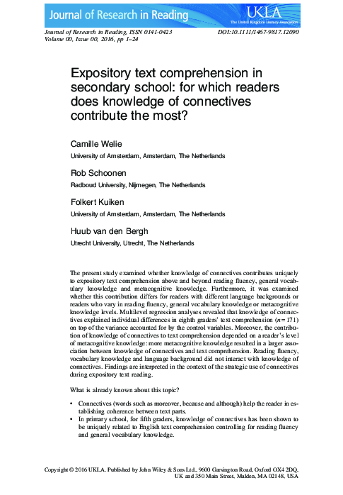 (PDF) Expository text comprehension in secondary school: for which ...