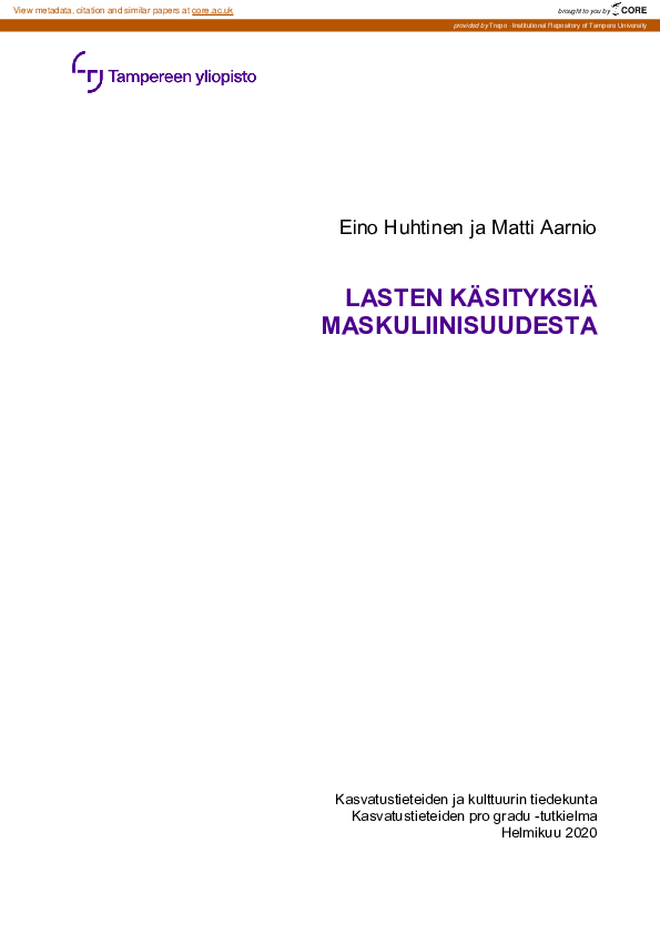 (PDF) Lasten käsityksiä maskuliinisuudesta | Matti Aarnio - Academia.edu