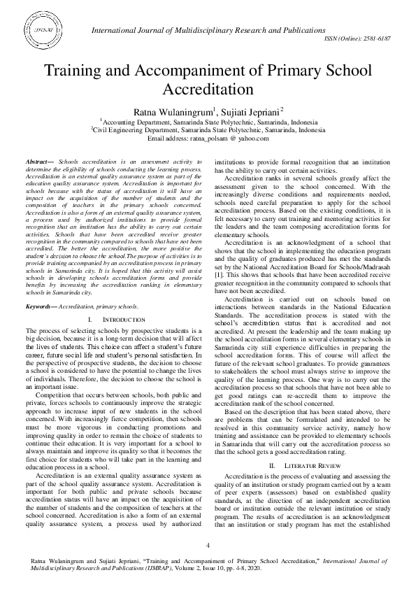 (PDF) Training and Accompaniment of Primary School Accreditation