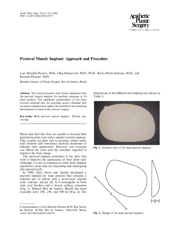 (PDF) Pectoral Muscle Implant: Approach and Procedure
