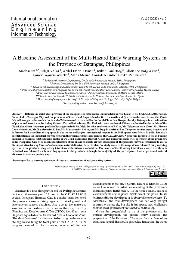 (PDF) A Baseline Assessment of the Multi-Hazard Early Warning Systems ...