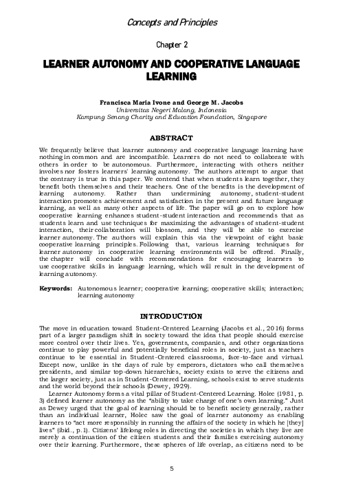 (PDF) LEARNER AUTONOMY AND COOPERATIVE LANGUAGE LEARNING