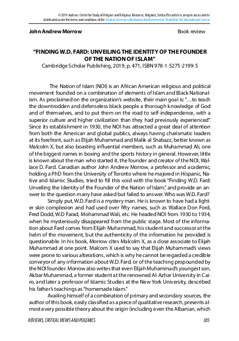 (PDF) “Finding W.D. Fard: Unveiling the Identity of the Founder of the ...
