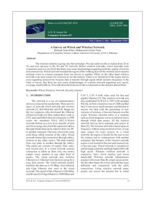 (PDF) A Survey on Wired and Wireless Network