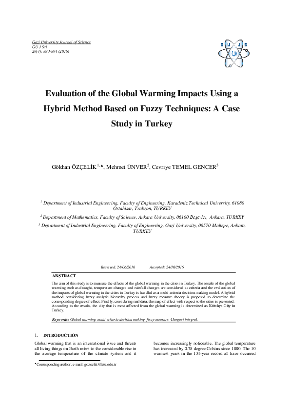 (PDF) Evaluation of the Global Warming Impacts Using a Hybrid Method ...