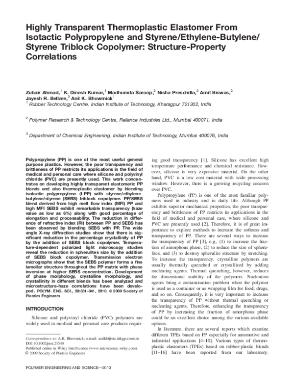 (PDF) Highly transparent thermoplastic elastomer from isotactic ...