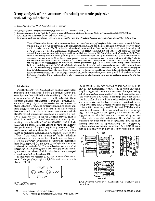 (PDF) X‐ray analysis of the structure of a wholly aromatic polyester ...