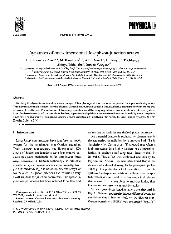 (PDF) Dynamics of one-dimensional Josephson-junction arrays