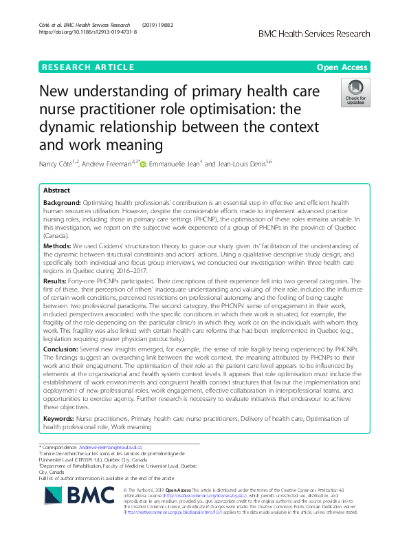 (PDF) New understanding of primary health care nurse practitioner role ...