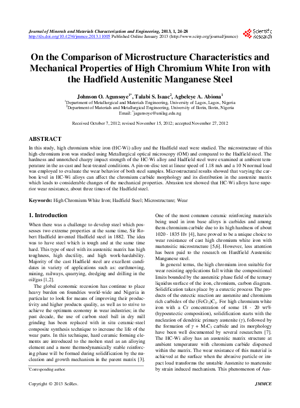 (PDF) On the Comparison of Microstructure Characteristics and Mechanical Properties of High ...