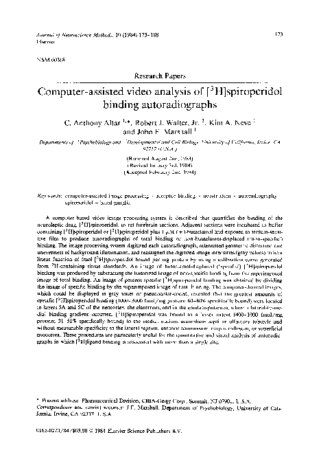 (PDF) Computer-assisted video analysis of [3H]spiroperidol binding ...