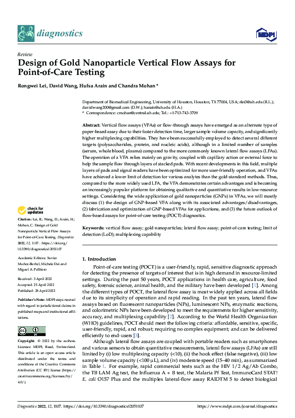 (PDF) Design of Gold Nanoparticle Vertical Flow Assays for Point-of ...