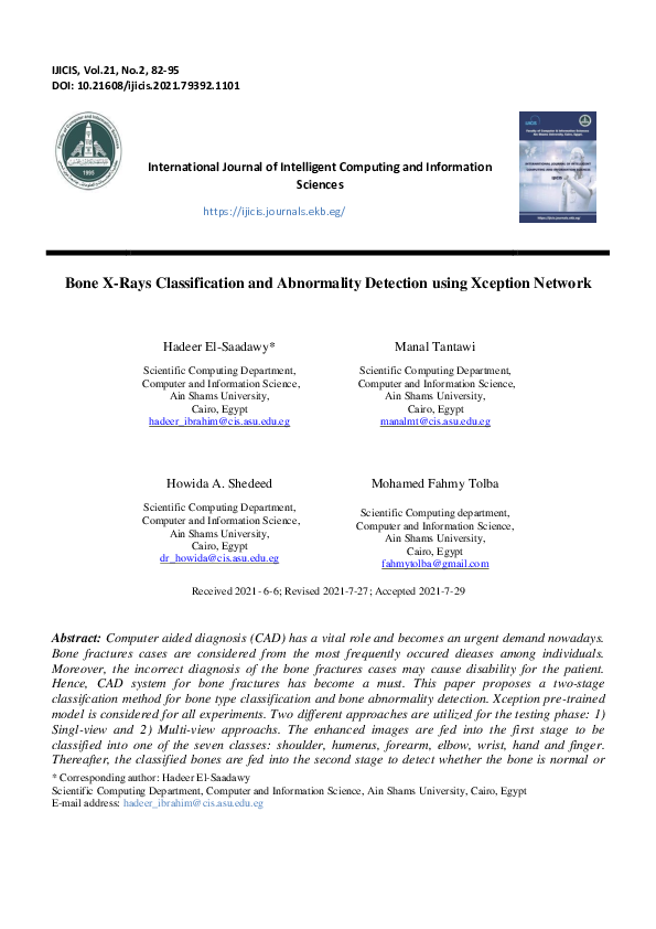 (PDF) Bone X-Rays Classification and Abnormality Detection using Xception Network
