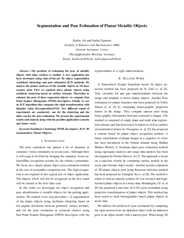 Pdf Segmentation And Pose Estimation Of Planar Metallic Objects